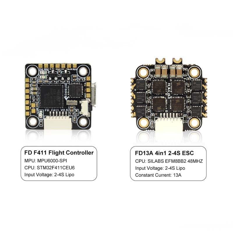 HGLRC FD413 STACK 16x16 3-6S F411 Flight Controller 13A BLS 4in1 ESC ...